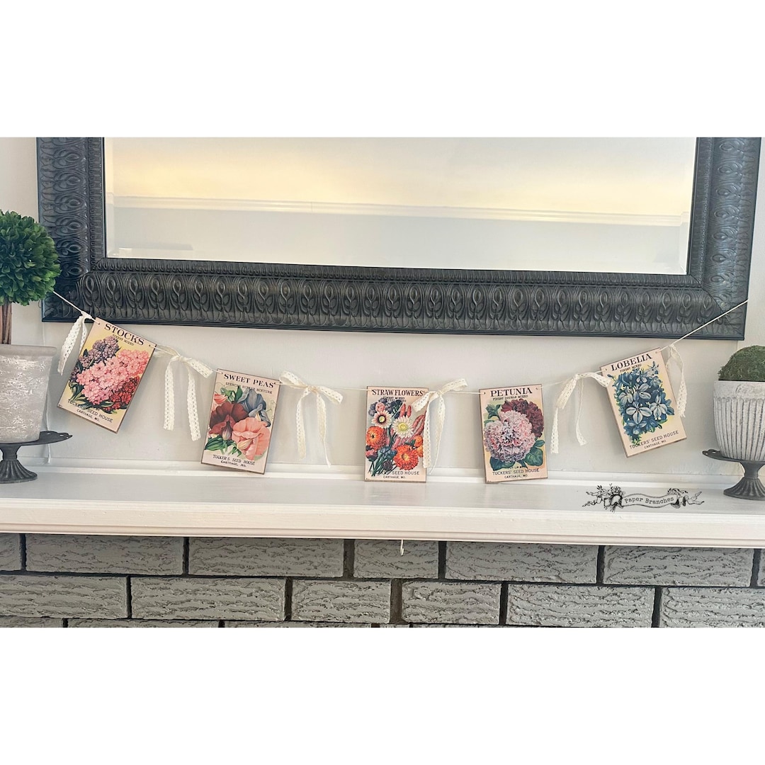 Seed Packet Prints, Garland, Banner, Bunting, Vintage Style, Shabby ...