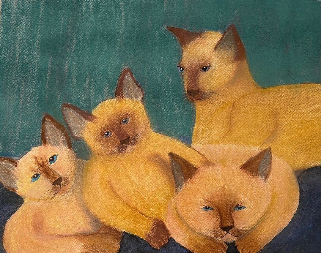 Siamese Cat Family Huddled Together - Etsy