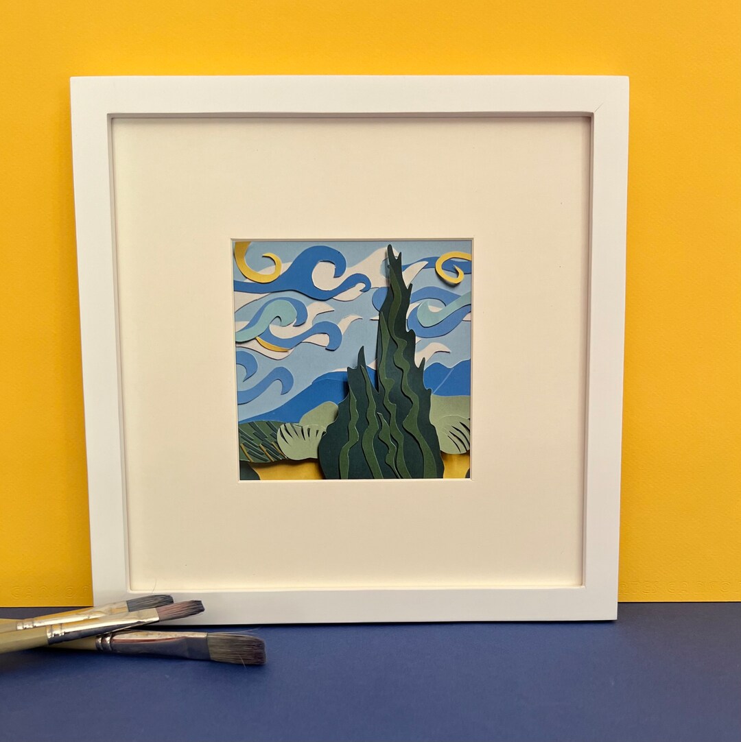 Cypress Trees - Framed Art Print of Original Cut Paper Design - Etsy