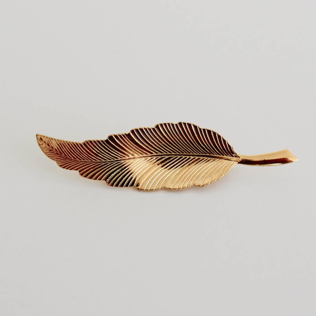 Vintage Golden Feather Pin - Etsy