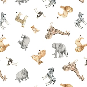 Wild One Animal Toss White - Pattern #DP27689-10 - by Northcott - 100% ...