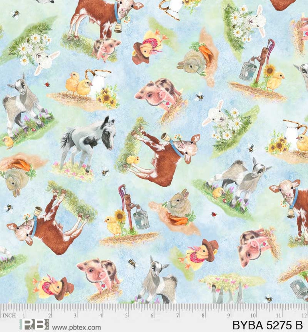 Barnyard Babies - Pattern #BYBA 5275 B - Tossed Animals by P & B ...