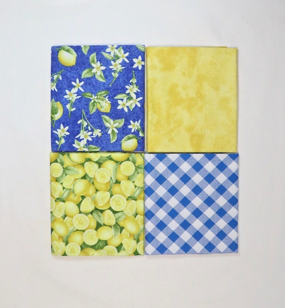 4 Fat Quarters Just Lemons Tossed and Packed Lemons Blue - Etsy