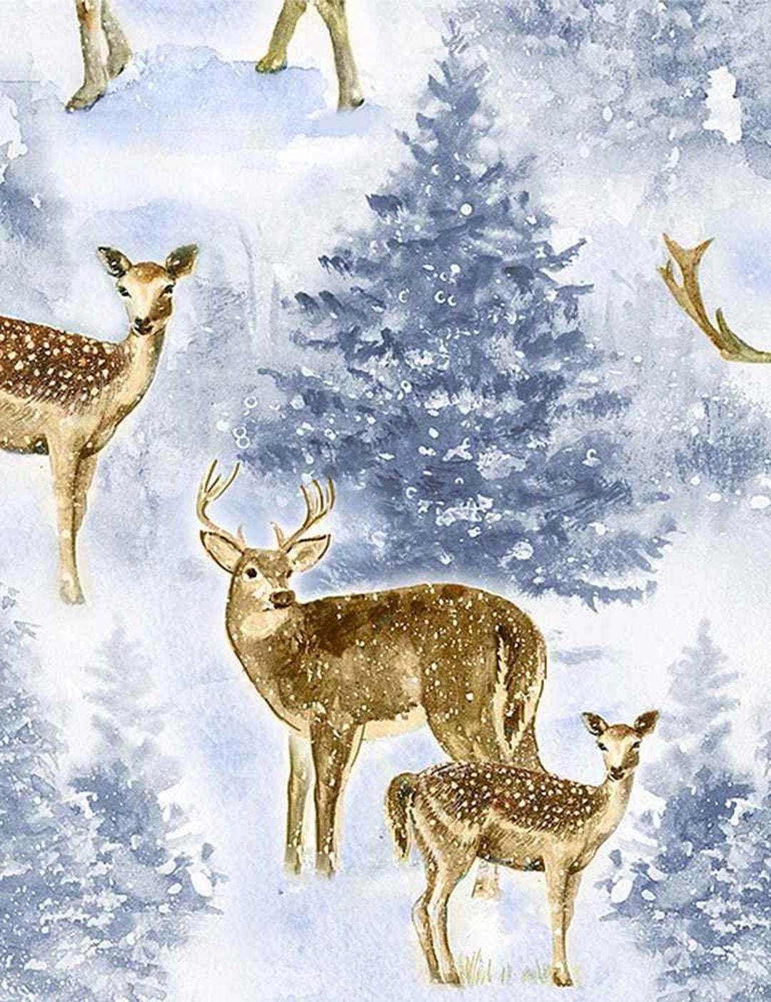 Timeless Treasures Pattern 7847 Winter Reindeers, 100% Cotton Woven ...