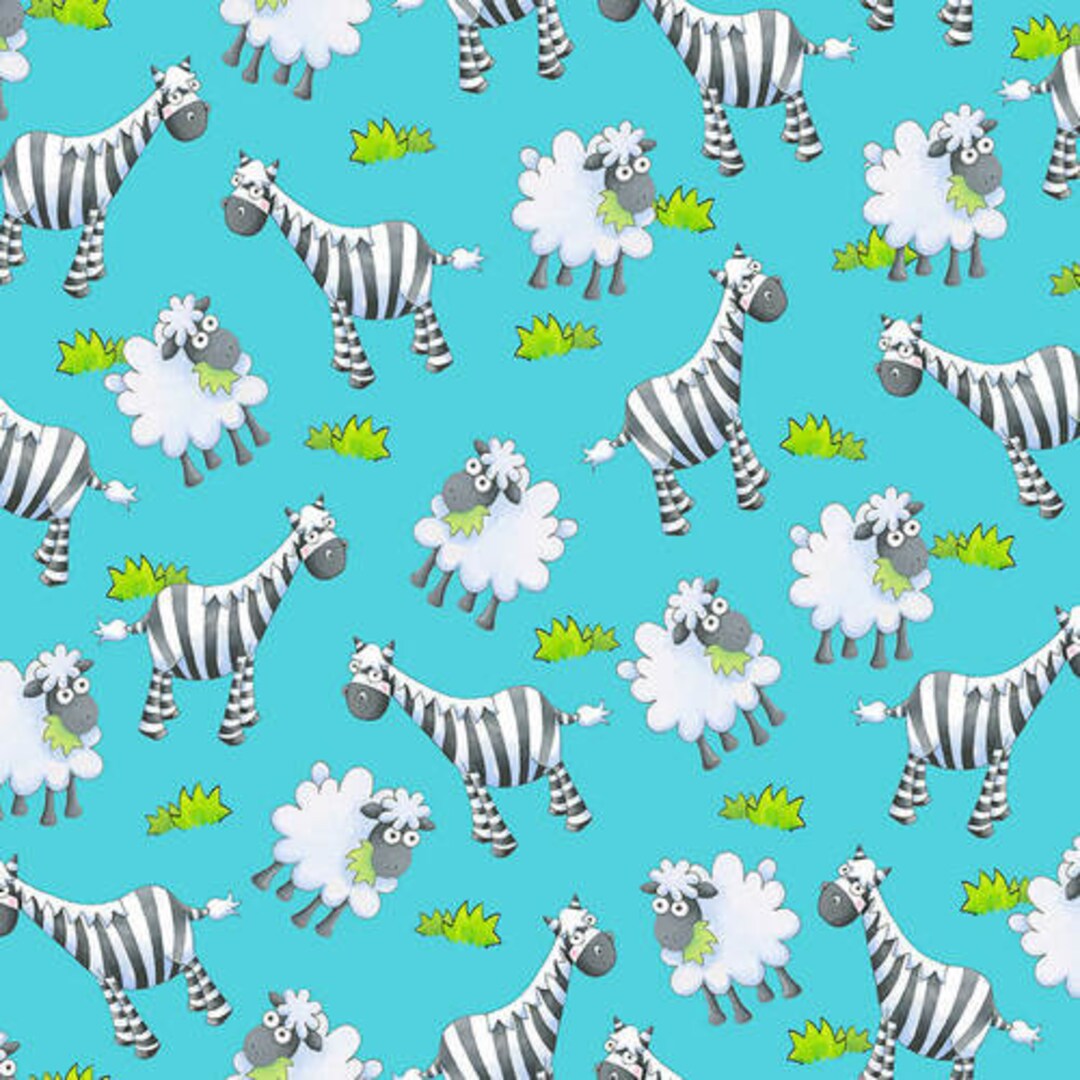 Noah's Story - Zebra and Sheep - Pattern # 9456-11 Blue - by Henry ...