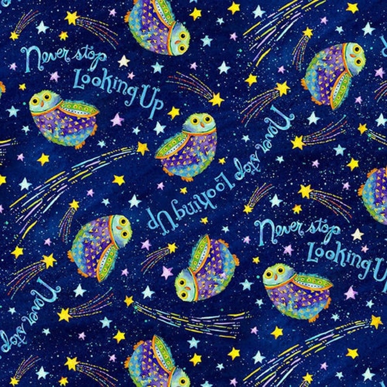 Stay Wild Moon Child Owls in Night Sky Navy Pattern | Etsy