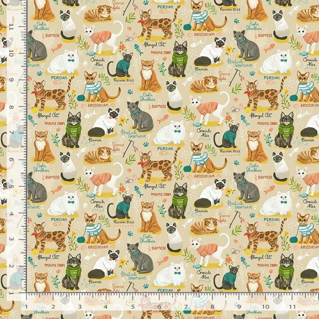 Purrfect Life Cat Breeds Chart - Olivia #CD2156 Beige - by Timeless ...