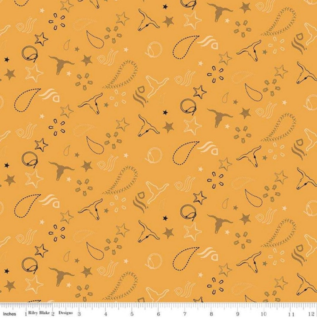 John Wayne Bandana Yellow Pattern C8574-YELLOW by Riley Blake 100% ...