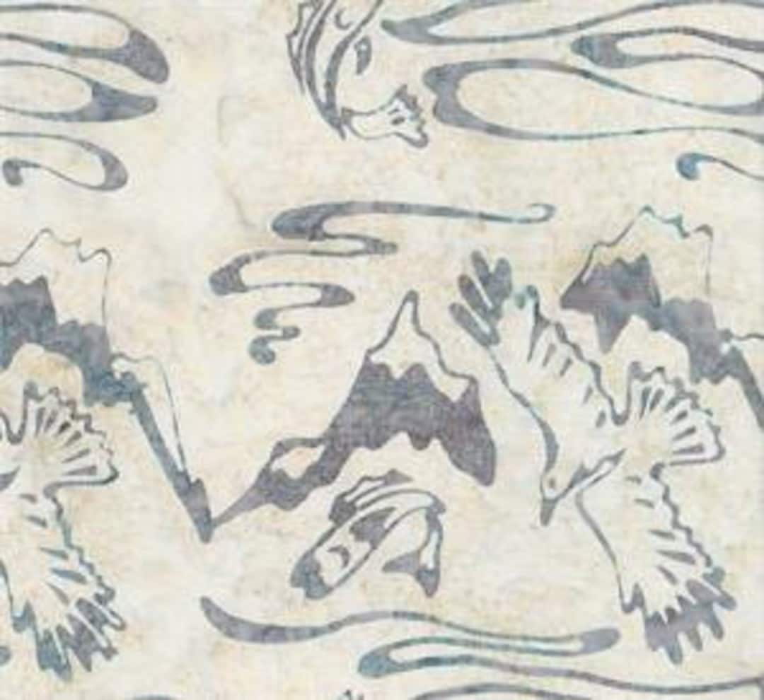BATIK Textiles - Nature Land / Sea / Sky - Mountains - Fish - Birds ...