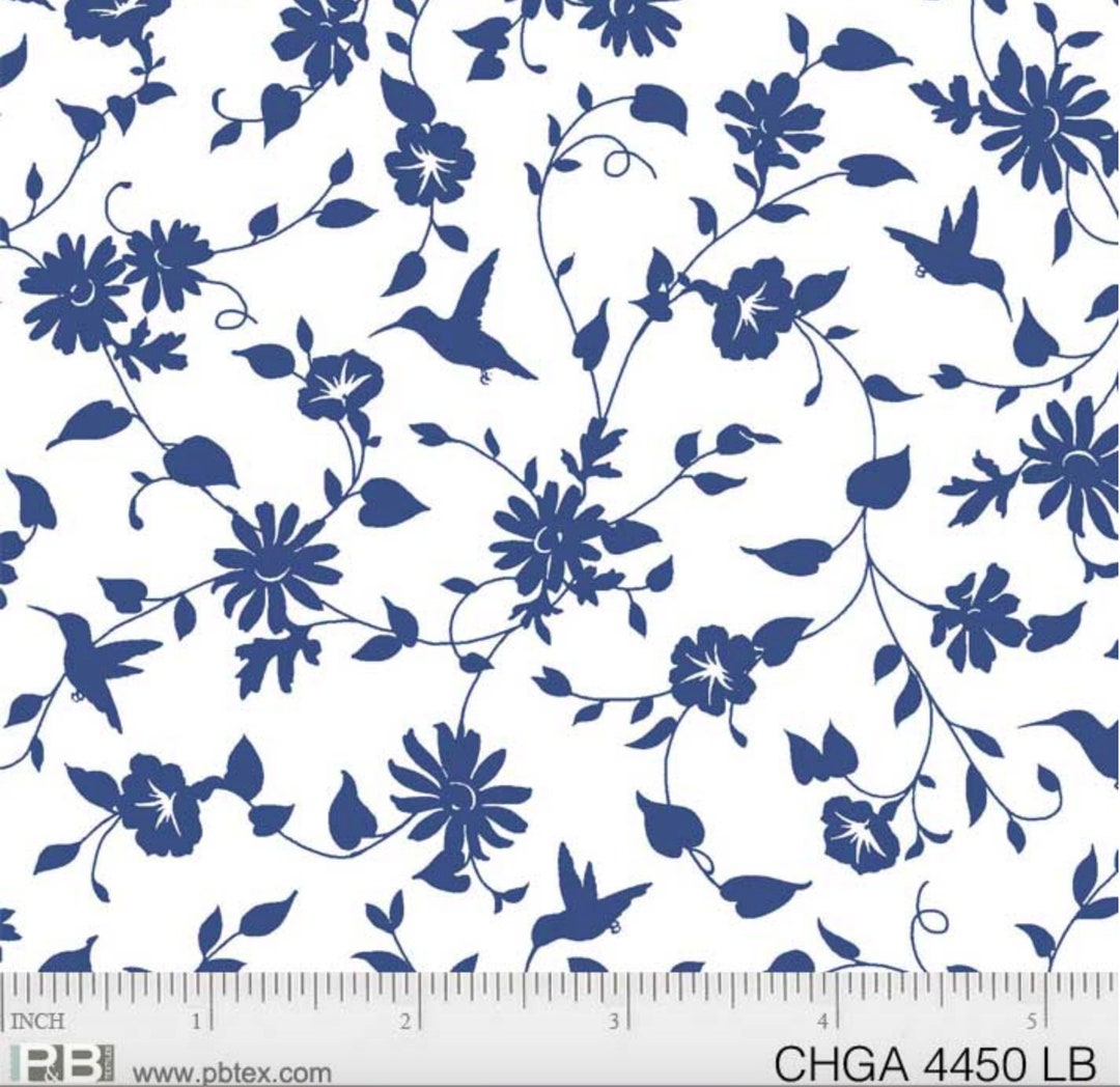 CHINOISERIE GARDEN - Monotone Floral With Hummingbirds - Pattern # CHGA ...