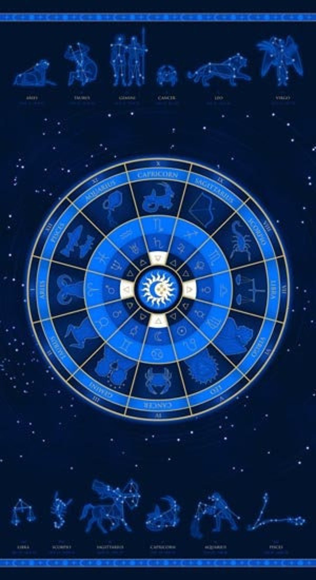 Signs From Above (MET) - 24'' Zodiac Wheel Panel - Navy - #GLA-9599PM ...
