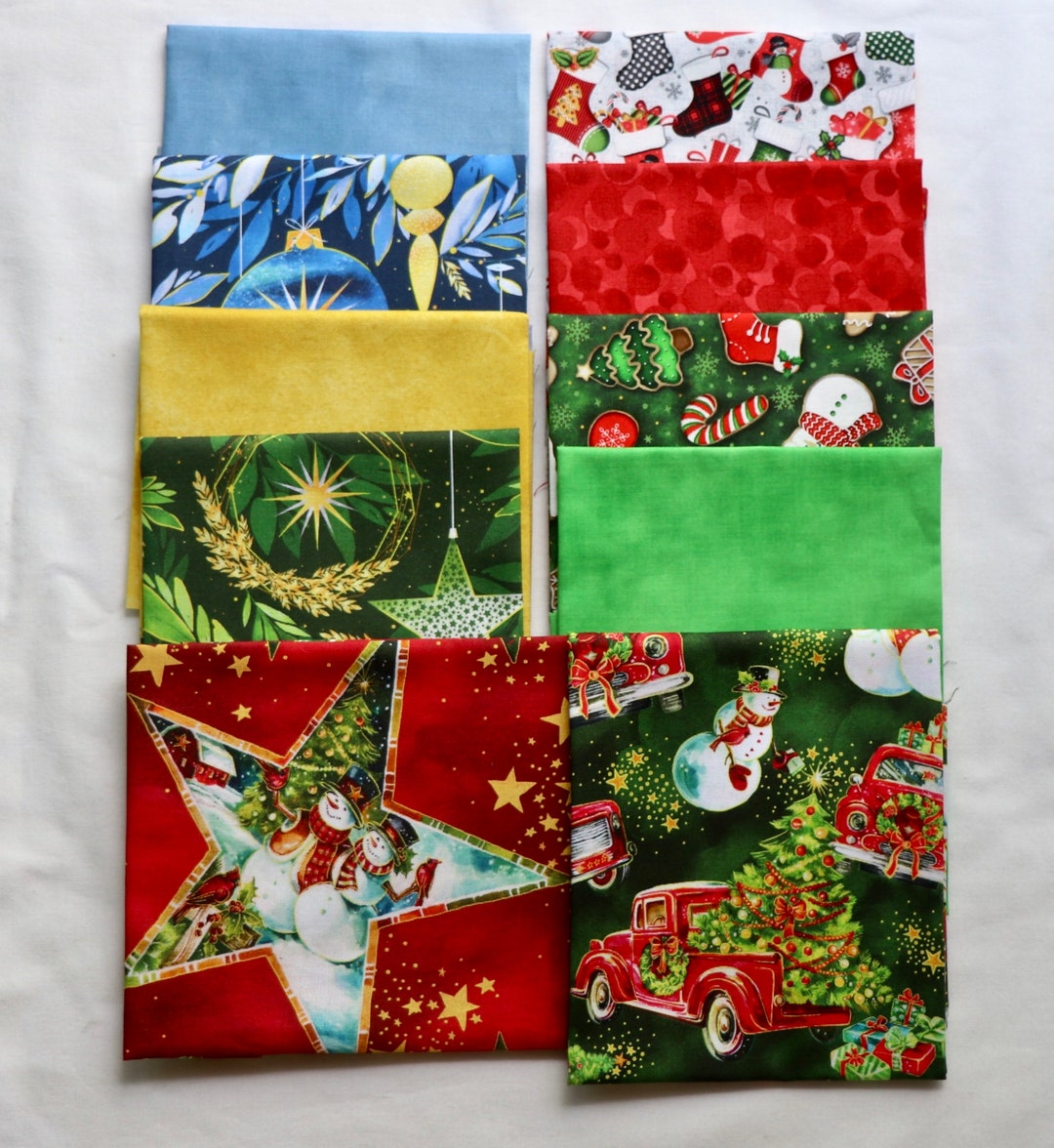 10 Fat Quarters, Six From Noel by Oasis Fabrics With Four Solids ...