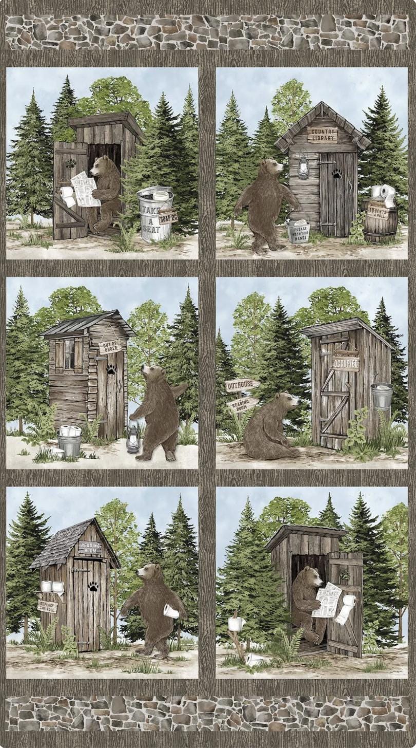 Bear Necessities - 12 Fat Quarters - Outhouse Humor - Northcott ...