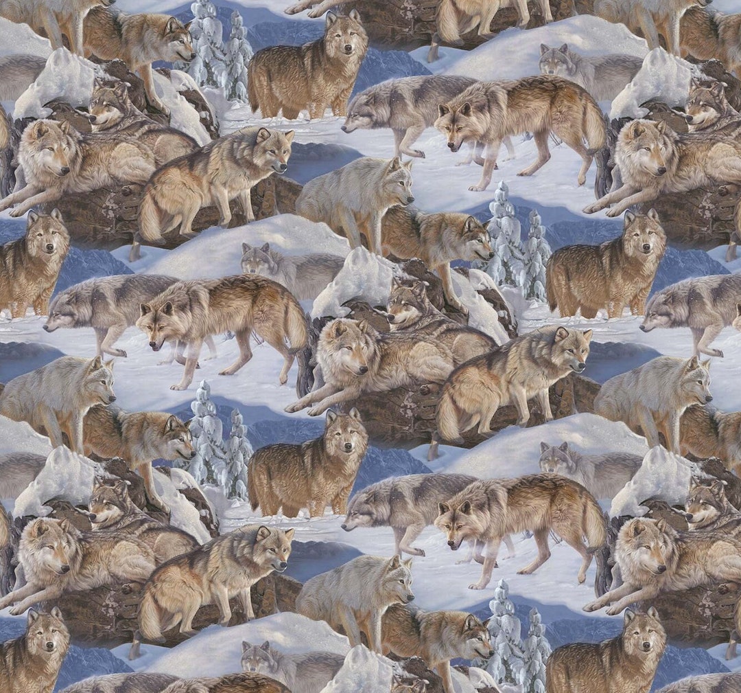 Winter Gathering Wolf Scenic DP25527-34 by Northcott 100% Cotton Woven ...