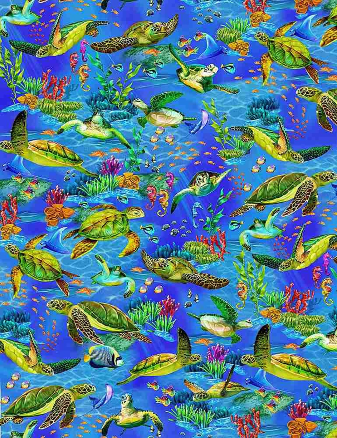 Timeless Treasures - Pattern # 6154 - Sea Turtles - 100% Cotton Woven ...