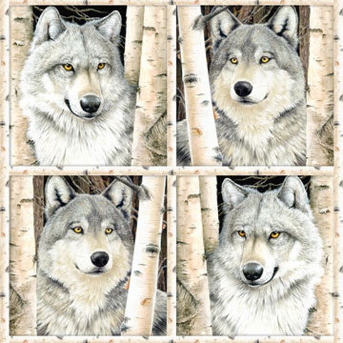 Wolf Portrait Digital Cotton Fabric Panel - Etsy