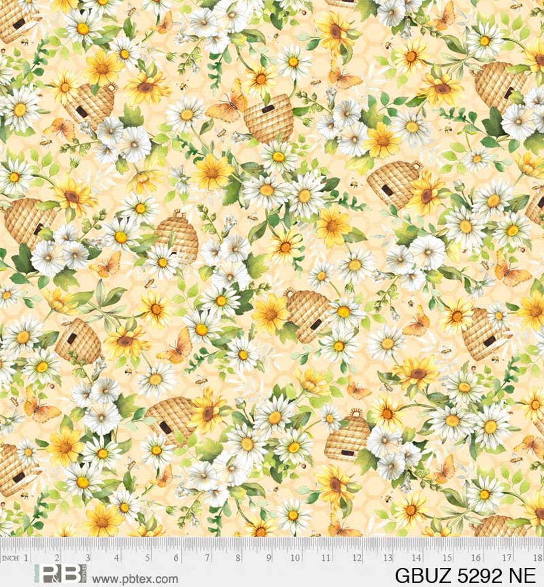 Garden Buzz Floral and Beehive Toss - Pattern #GBUZ 5292 NE - by P & B ...