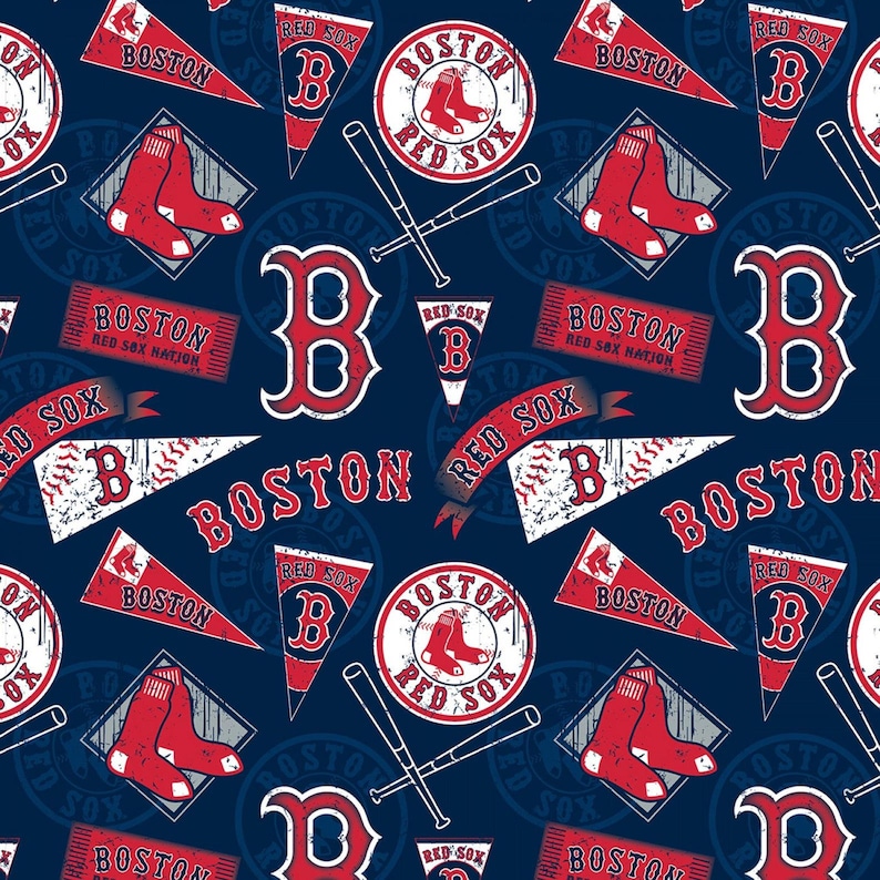 BOSTON RED SOX, Licensed Major League Baseball Team Fabric, 100% Cotton ...