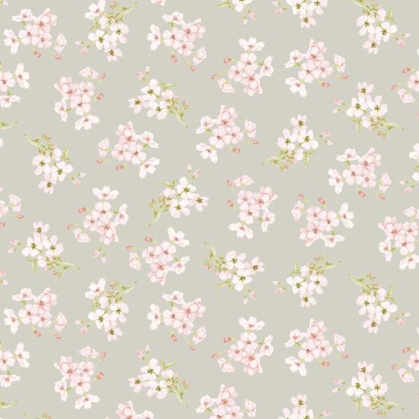 Gray Floral Fabric - Etsy