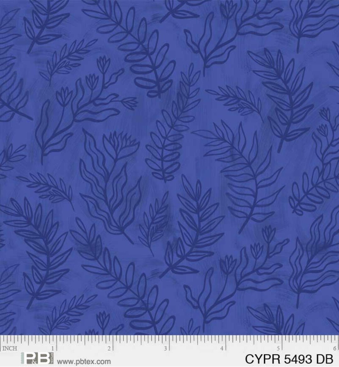 Cyprus - Tonal Blue Leaves - CYPR 5493 DB - by Janelle Penner for P & B ...