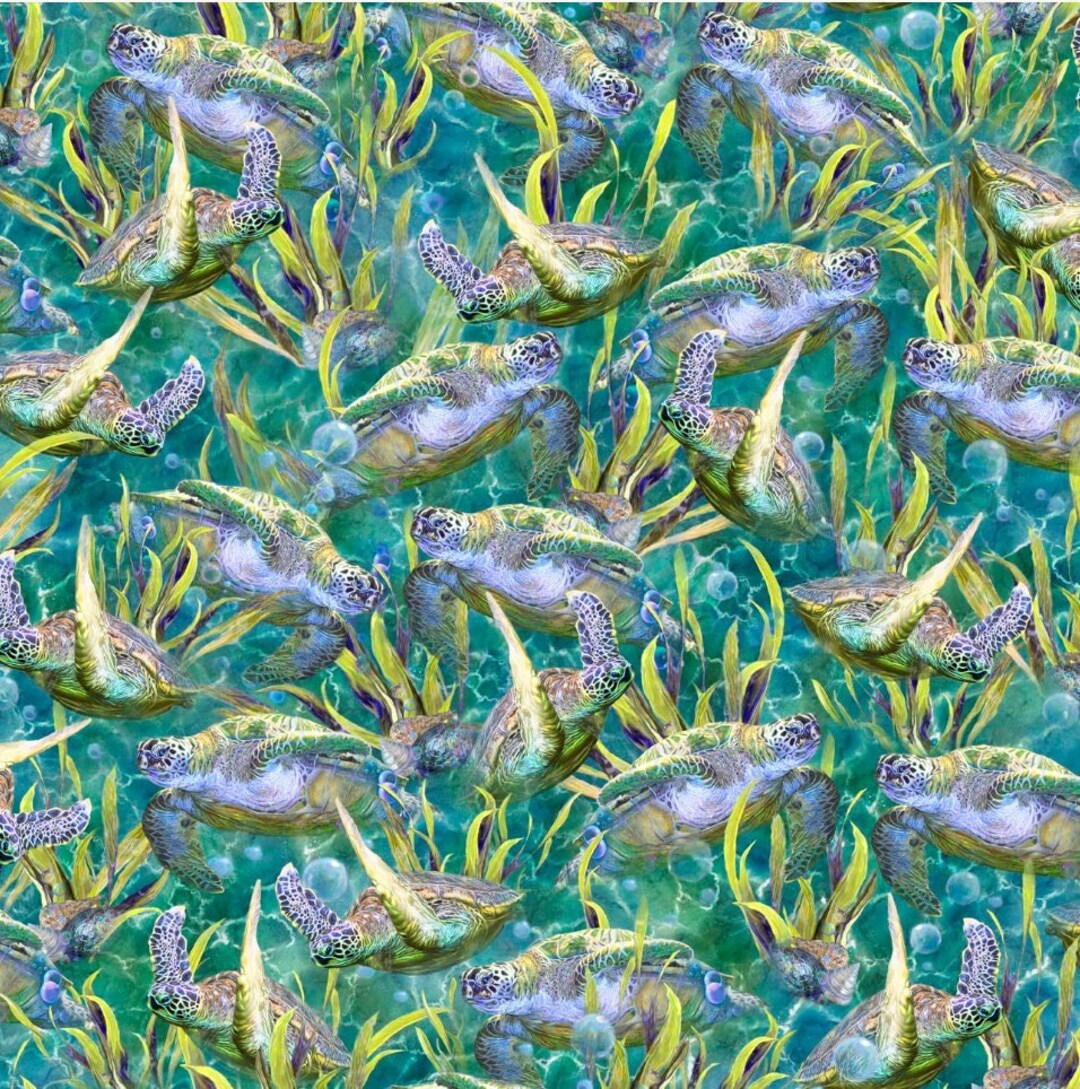 Turtle Odyssey - Sea Turtles - # 29433 -Q - by QT Fabrics - 100% Cotton ...