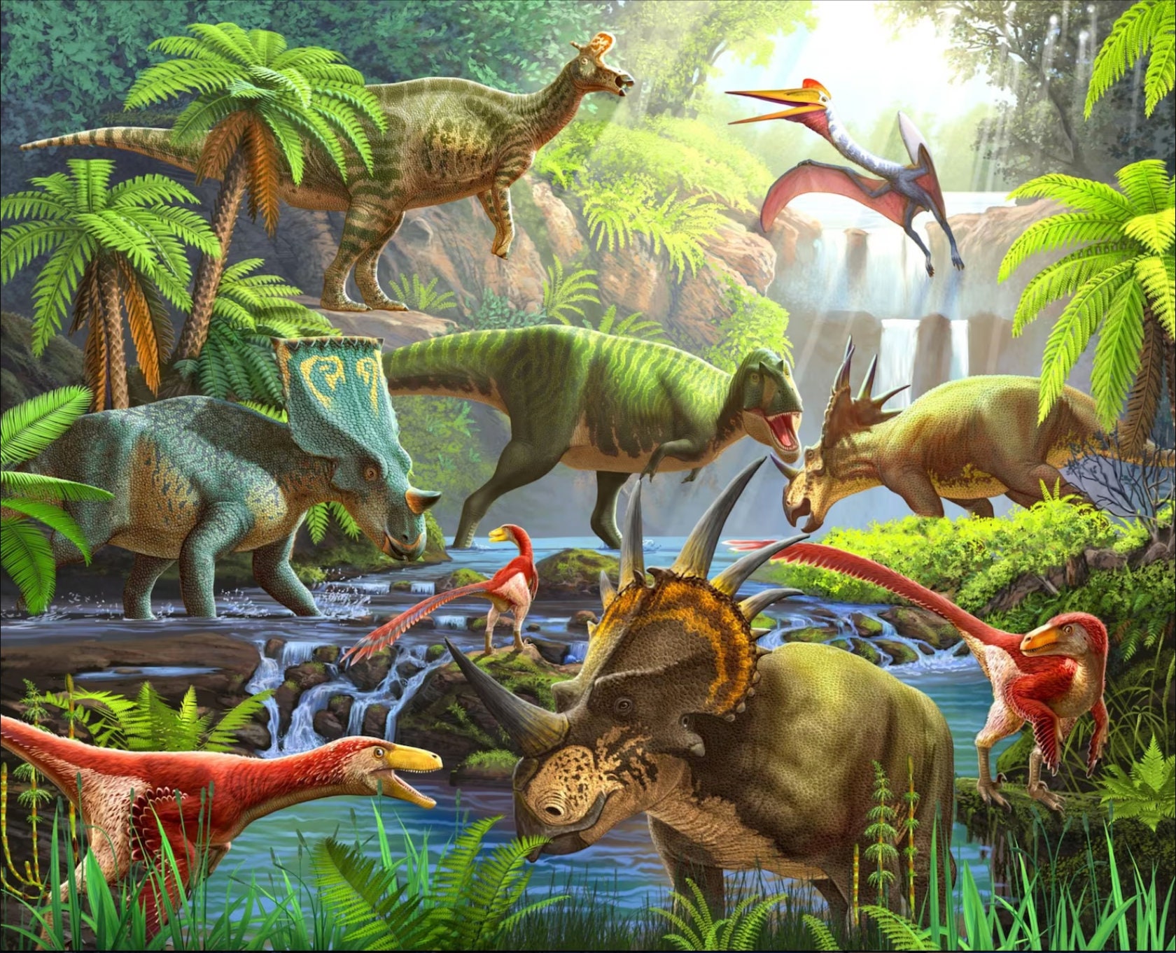 Dinosaurs in the Jungle Panel - # ML-3245-1C - by David Textiles - 43.5 ...