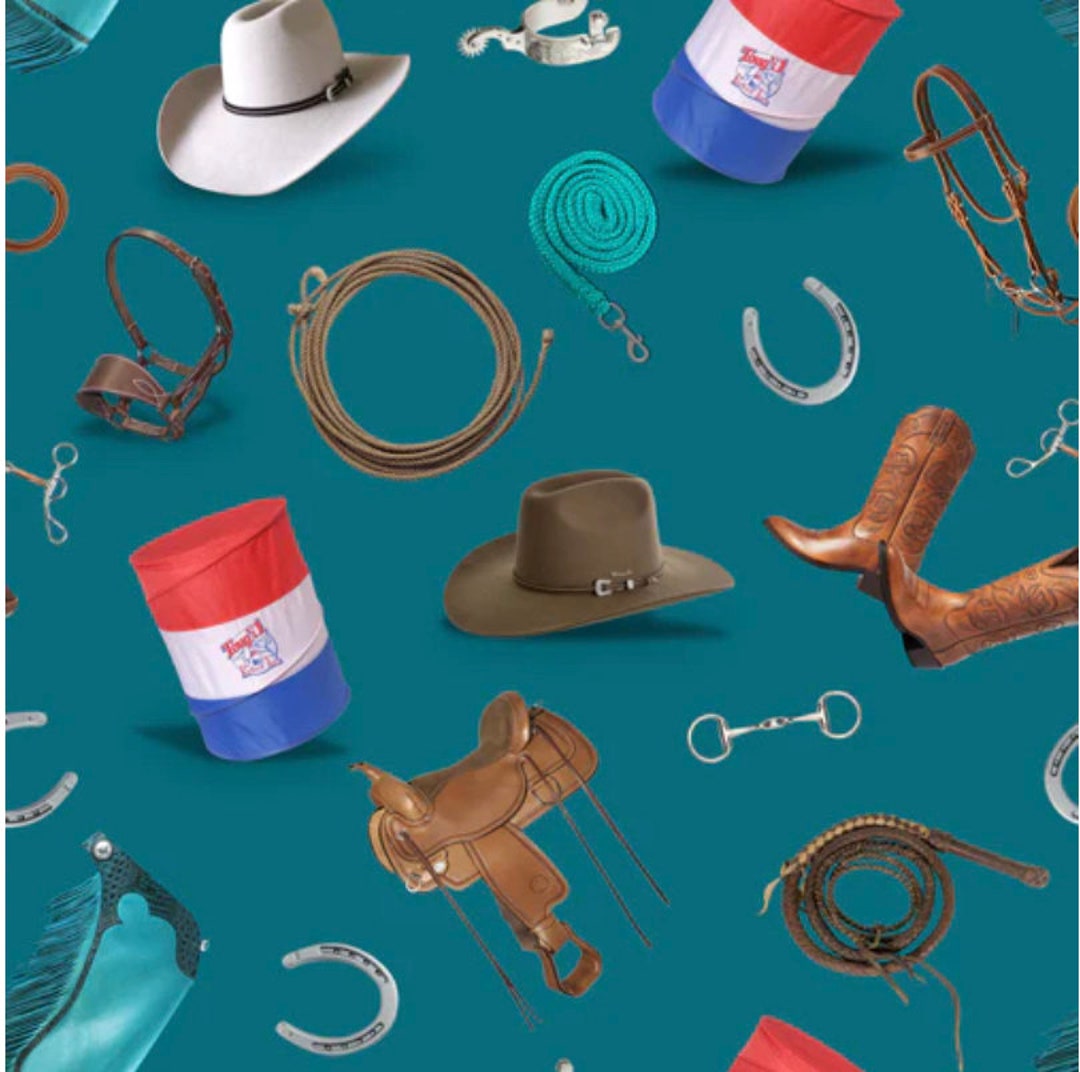 Rip Roaring Rodeo - Motifs Teal - #1150-08 - by Kennard Fabrics - 100% ...
