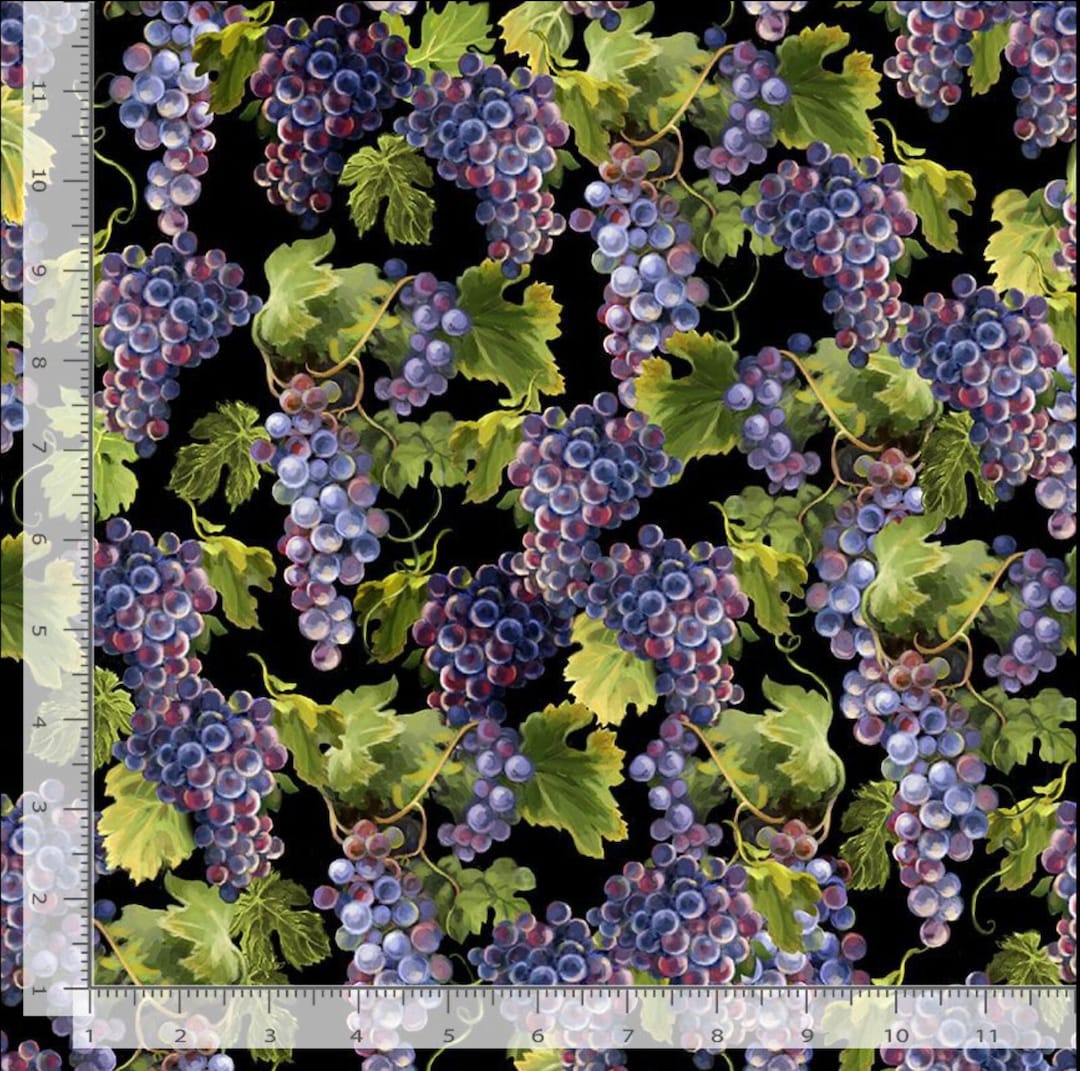 Grape Vines - by Timeless Treasures - Pattern #DONA-CD3013 BLACK - 100% ...