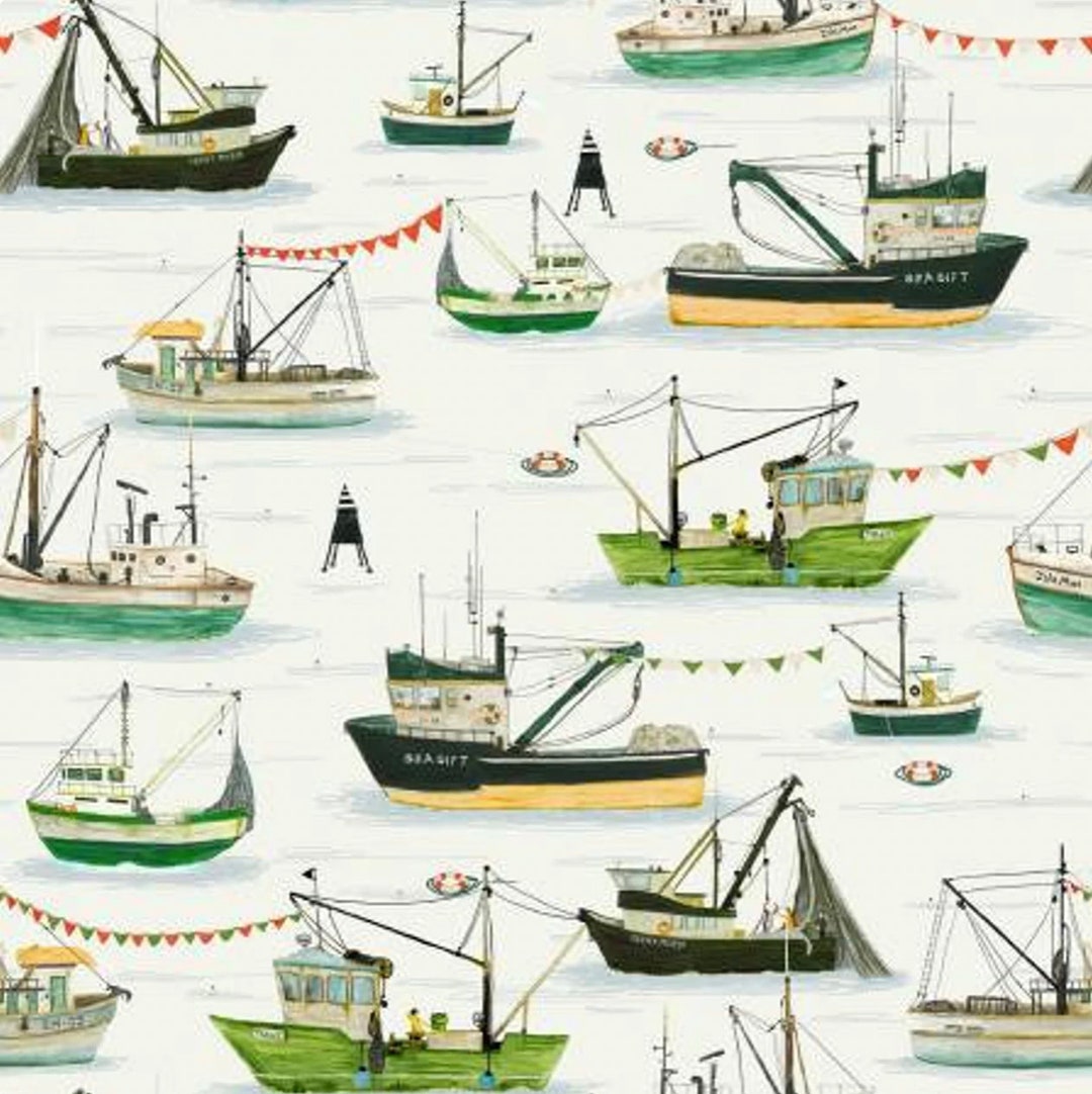Land and Sea - Cloud Fishing Boats - Pattern # 53278D 3 - by Windham ...