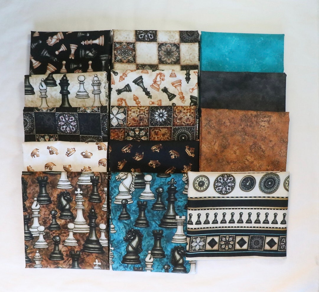 Checkmate 14 Piece Chess Fat Quarter Bundle by QT 100% Cotton Woven ...
