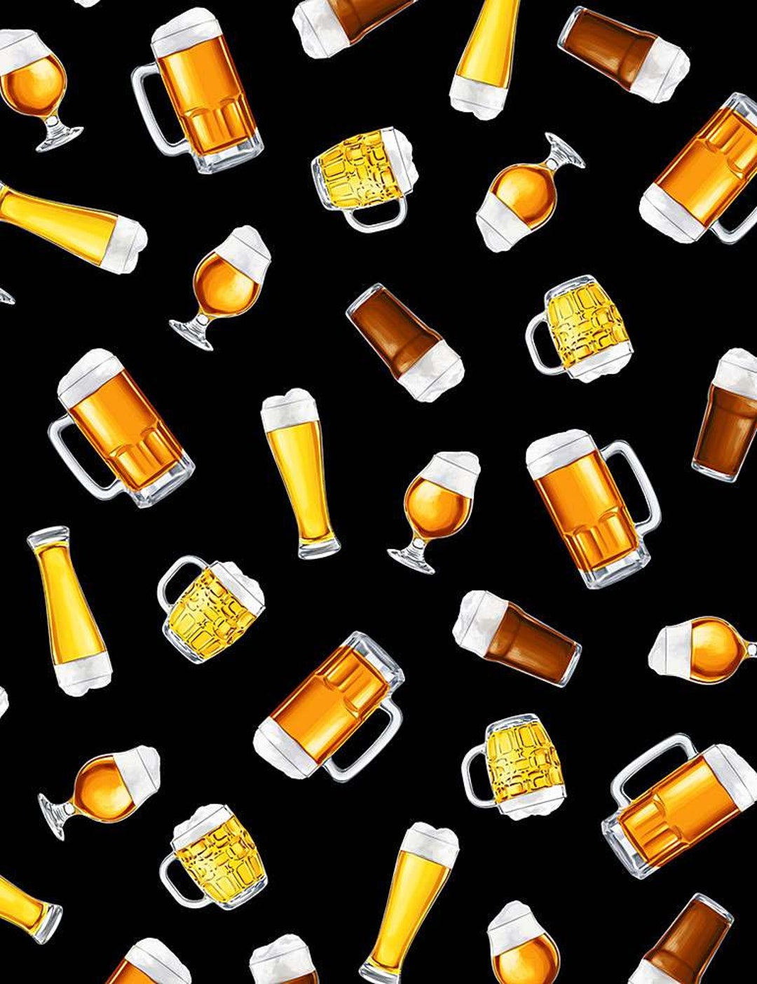 TOSSED BEER GLASSES C8954 Black by Timeless Treasures Frosty Mug 100% ...