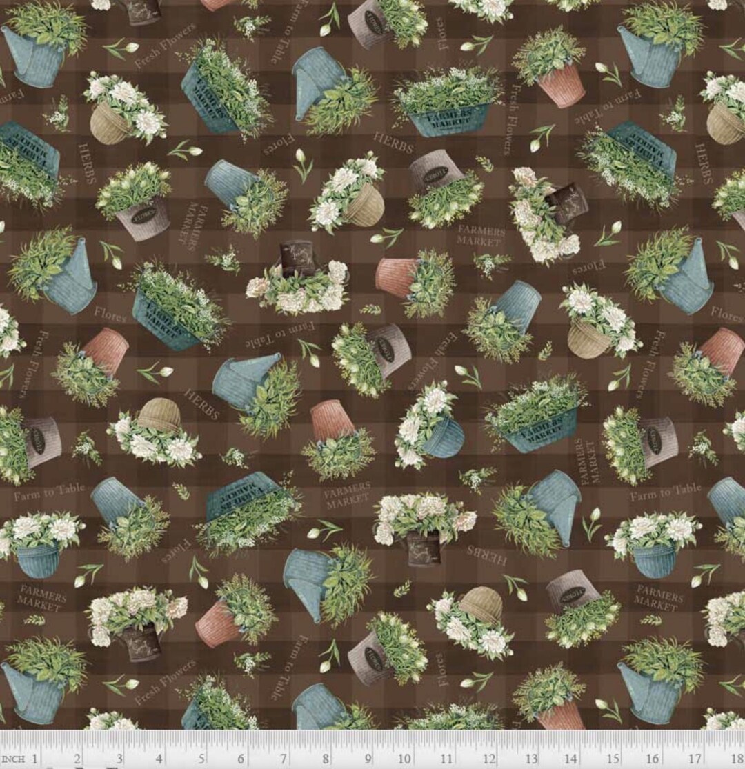 Farm View Potted Plants - Pattern #FVIE 5572 Z - by P & B Textiles ...