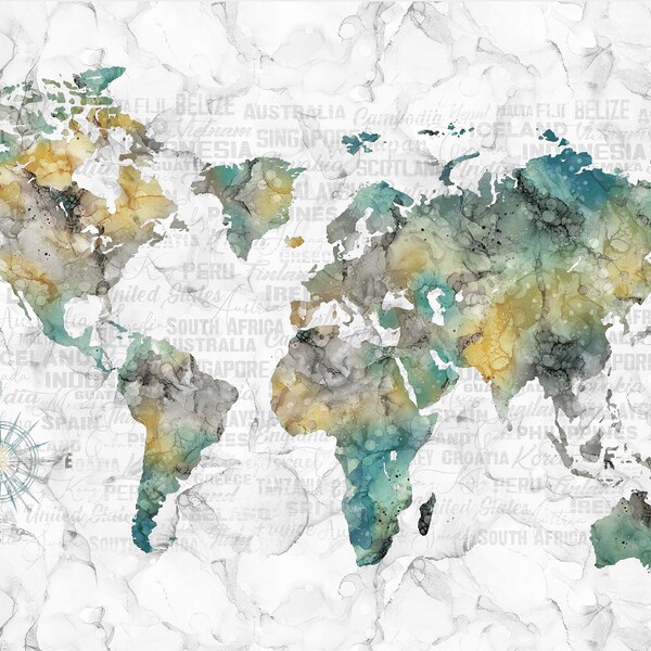 World Map Fabric - Etsy