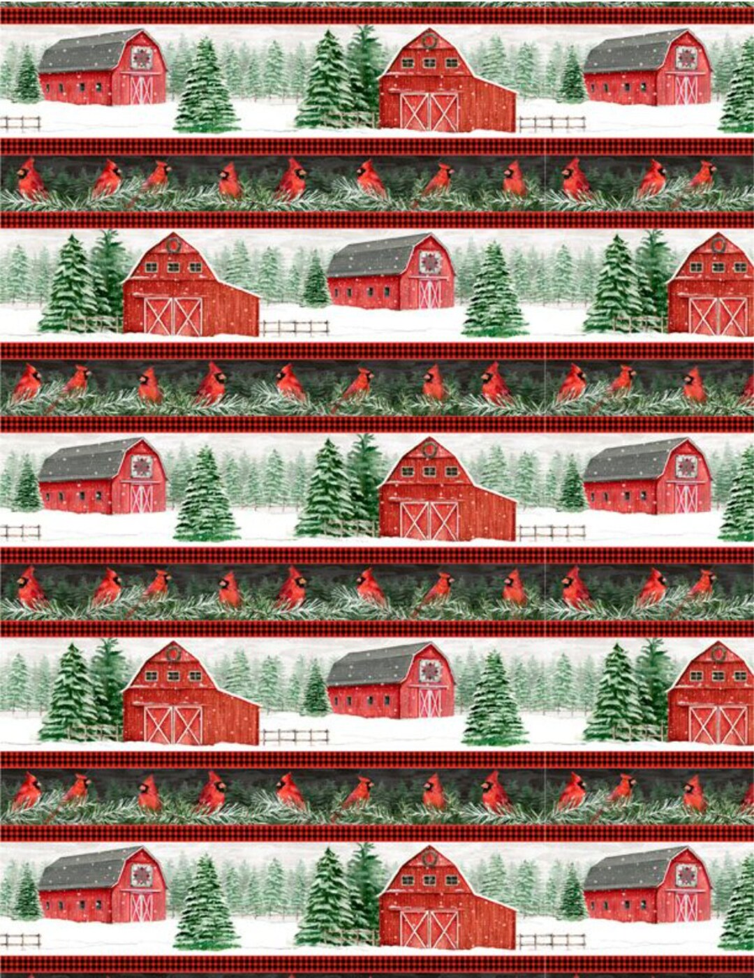 Country Cardinals Repeating Border Stripe 3059 20052 319 by Wilmington ...