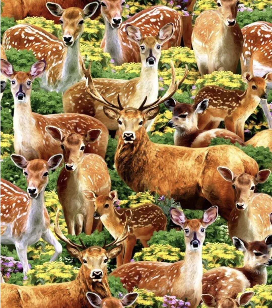 Wilderness - # 59-7381 Multi - Stacked Deer - by Oasis Fabrics ...