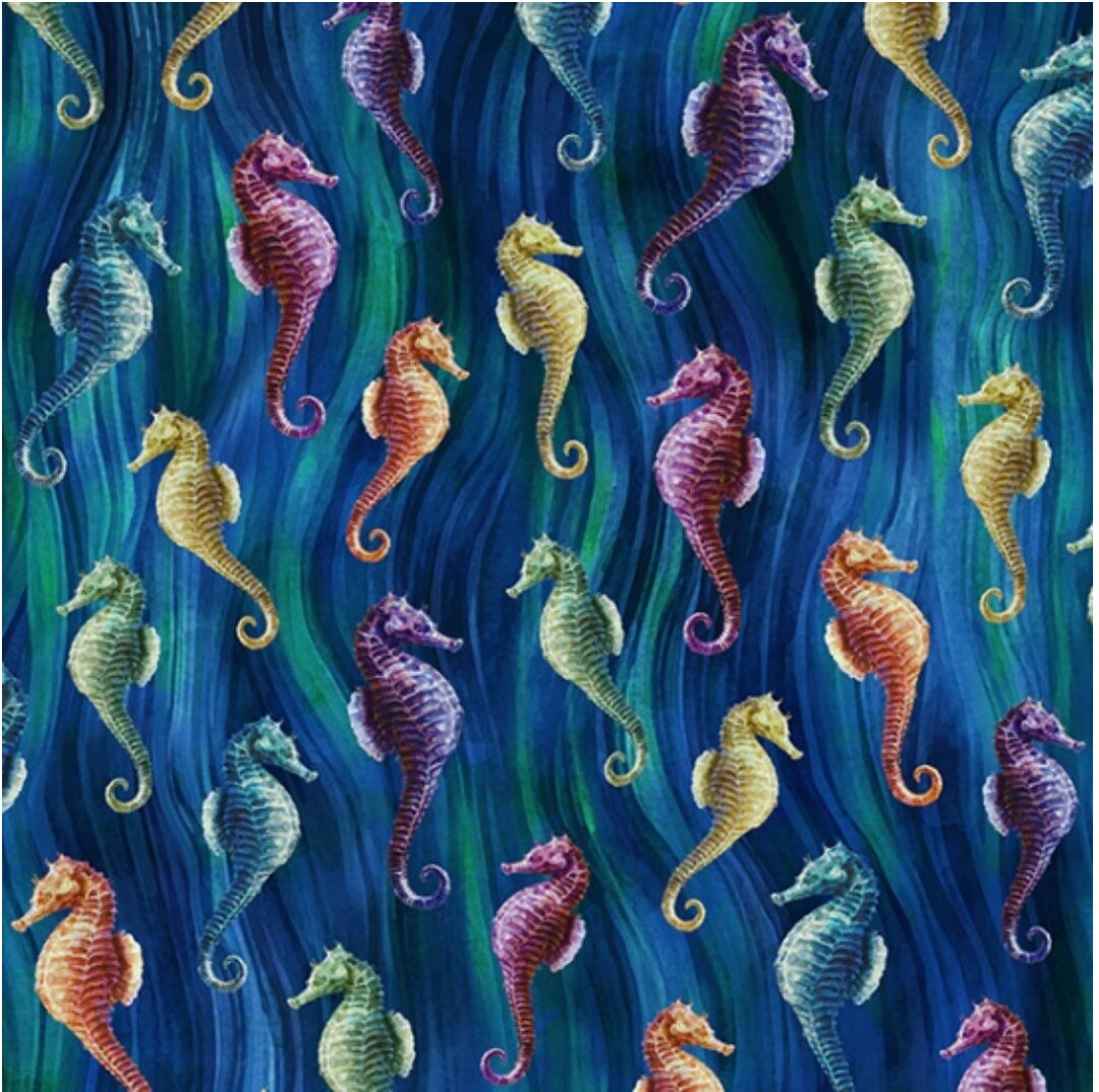 Tides of Color - Sea Horses - #v5260-17-cobalt - by Hoffman - 100% ...