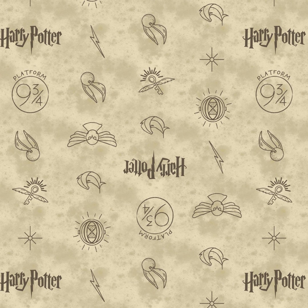 Wizarding World Symbols on Cream Background - Harry Potter - Pattern ...