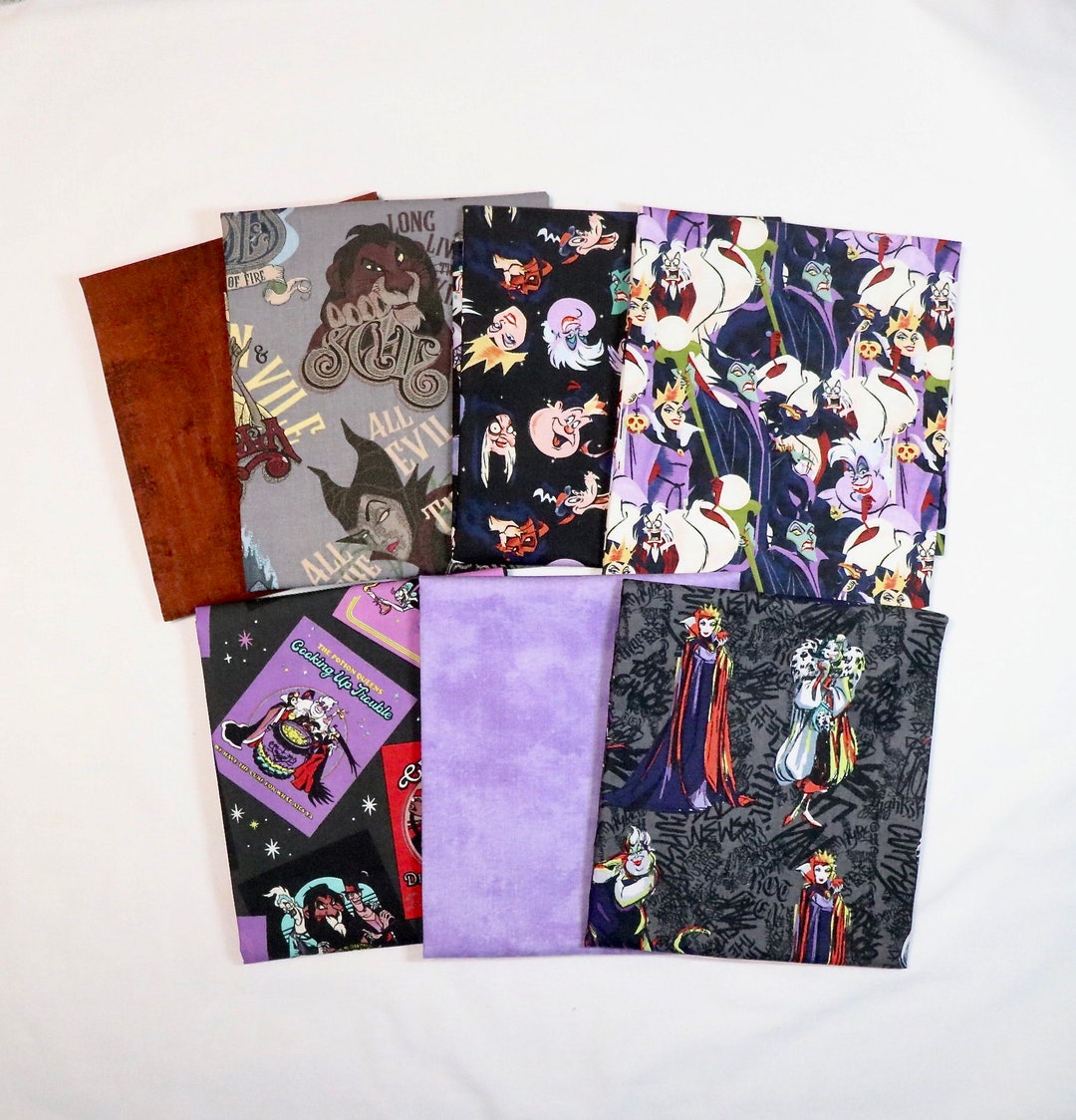 Disney Villains - 7 Fat Quarters - by Camelot - 100% Cotton Woven ...