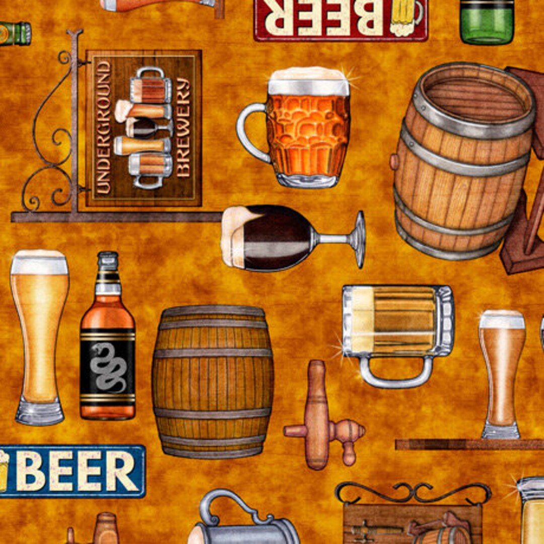 REMNANTS - on Tap - Beer Motifs - # 28419 -S - by Quilting Treasures ...