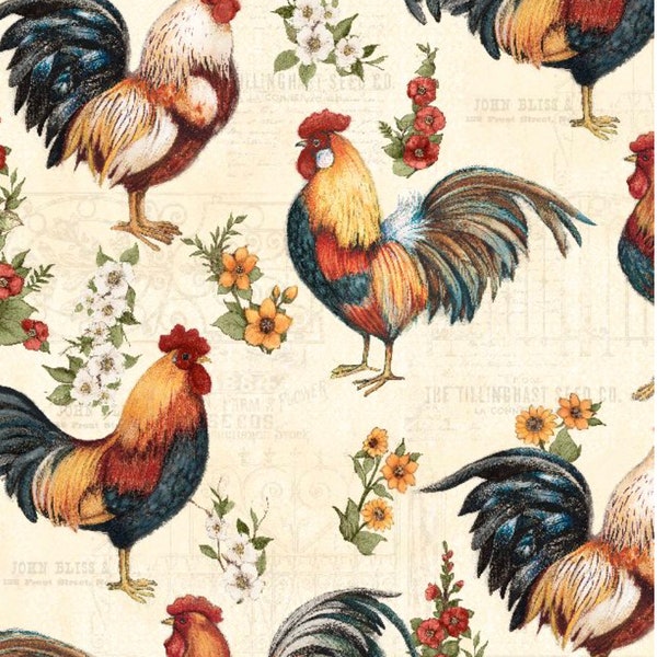 Rooster Fabric - Etsy