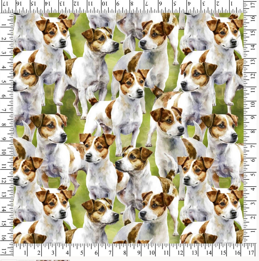 Jack Russell Packed Allover - #DX-4231-3C-1 - by David Textiles - Jack ...