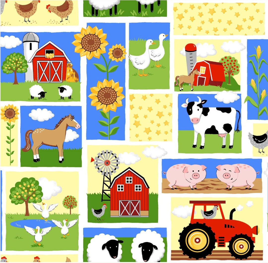 Barnyard Serenade - # D116-W Yellow - Hay Patch - Farm Fabric for Kids ...