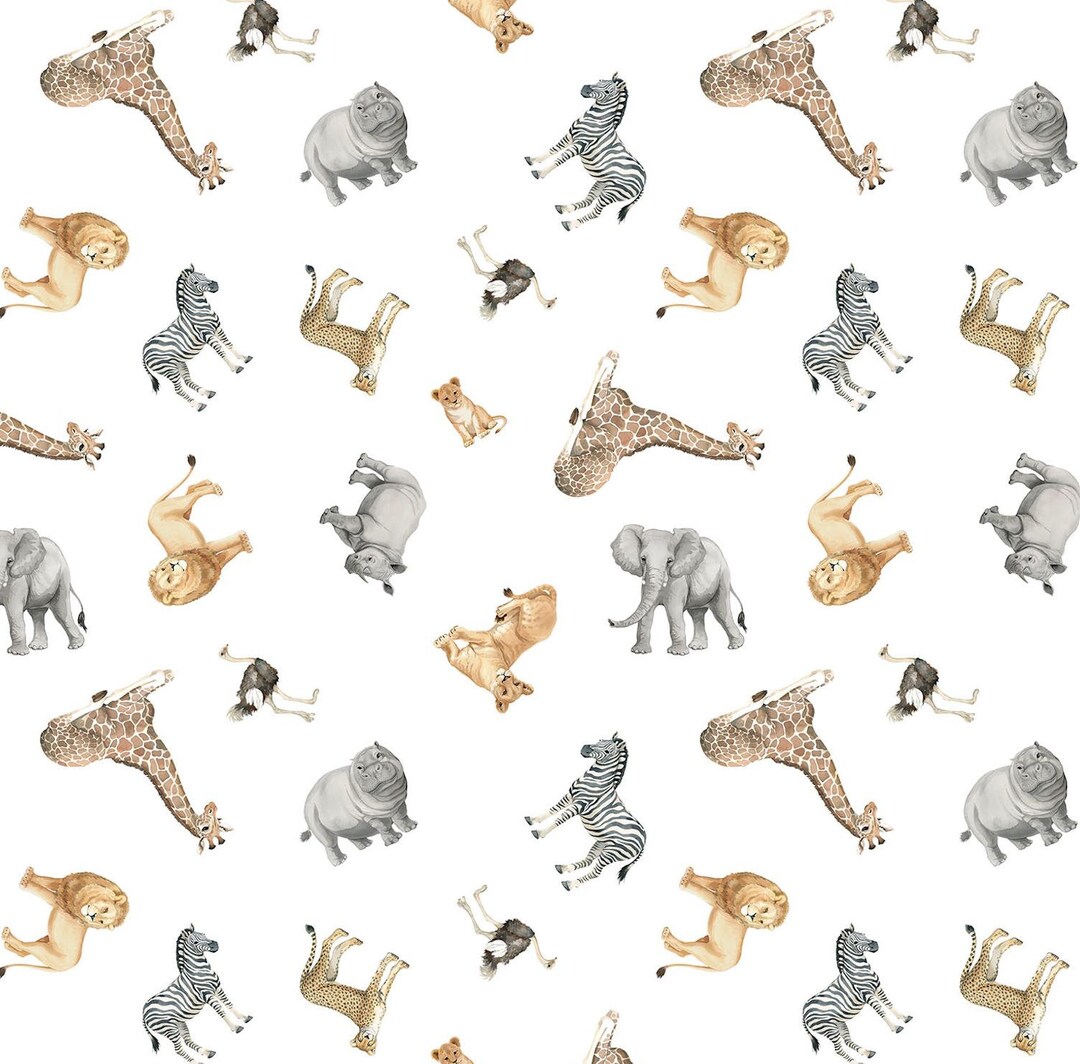 Wild One Animal Toss White - Pattern #DP27689-10 - by Northcott - 100% ...