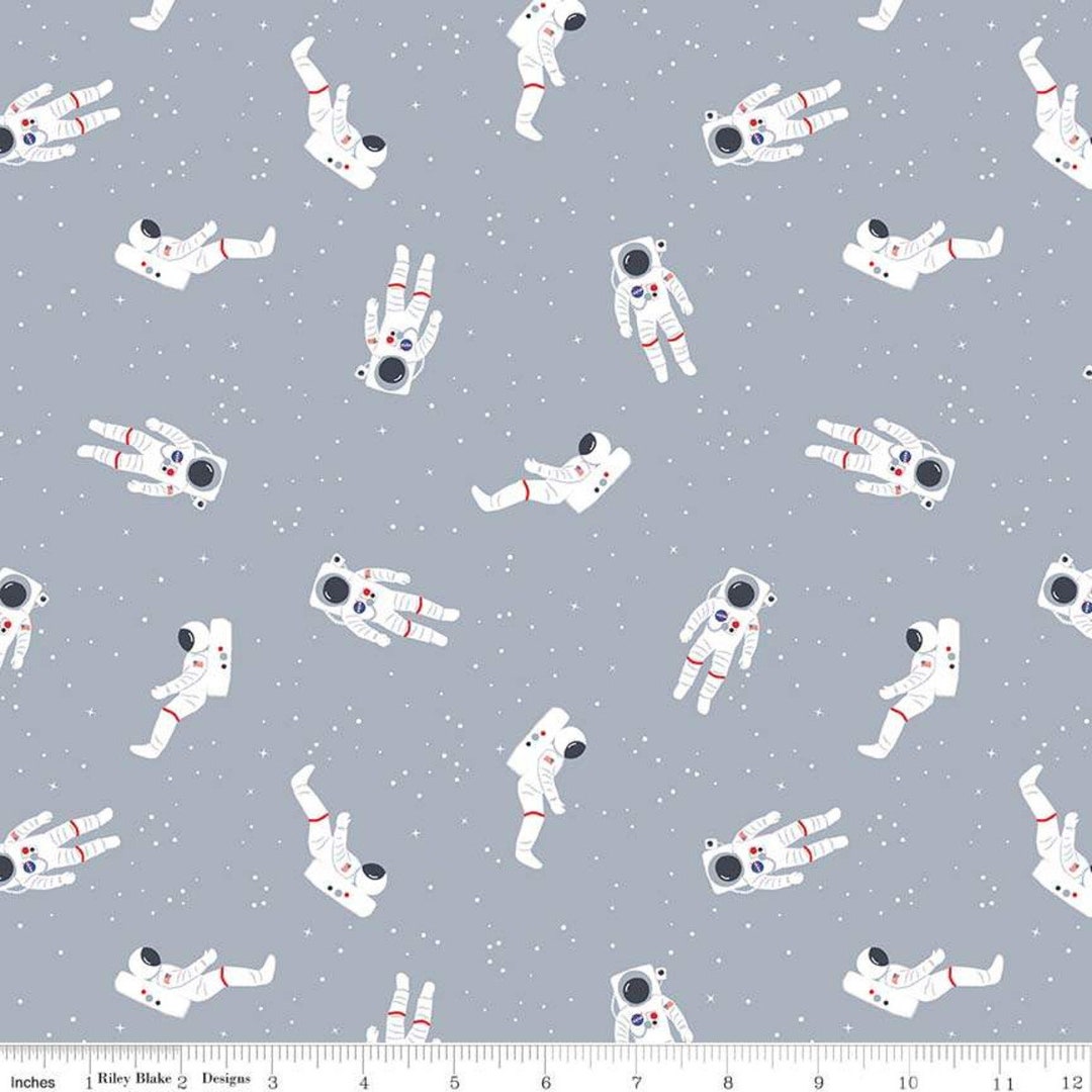 Out of This World, NASA Astronauts, Pattern # C7801 Gray, by Riley ...