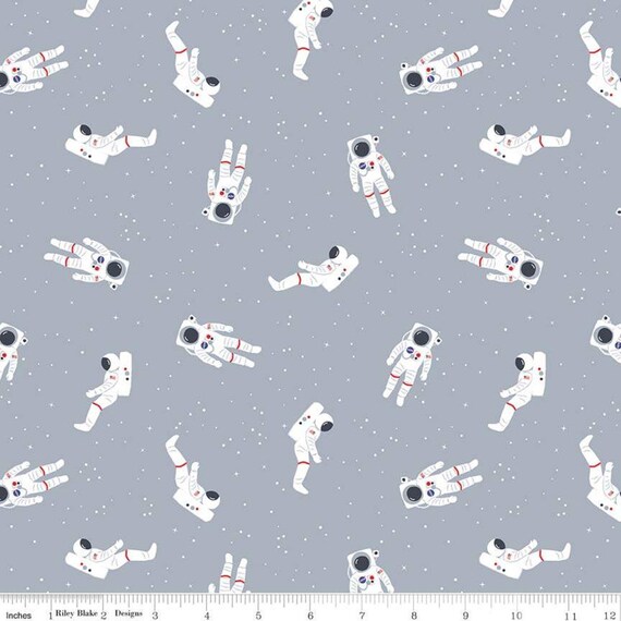 Out of This World NASA Astronauts Pattern C7801 Gray by - Etsy