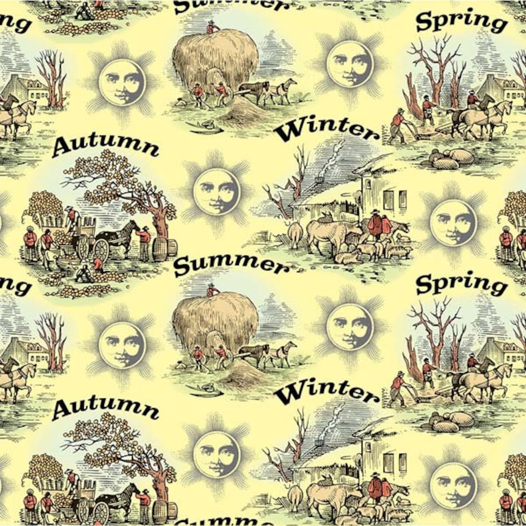 Old Farmer's Almanac - Seasons Etchings - Beige - Pattern # 10324 - by ...