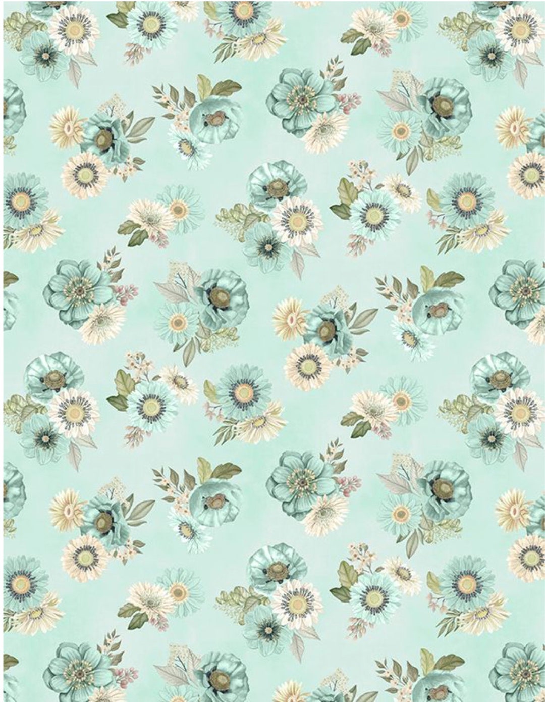 Blissful - Floral Toss Teal - #3017 27646 771 - by Wilmington Prints ...