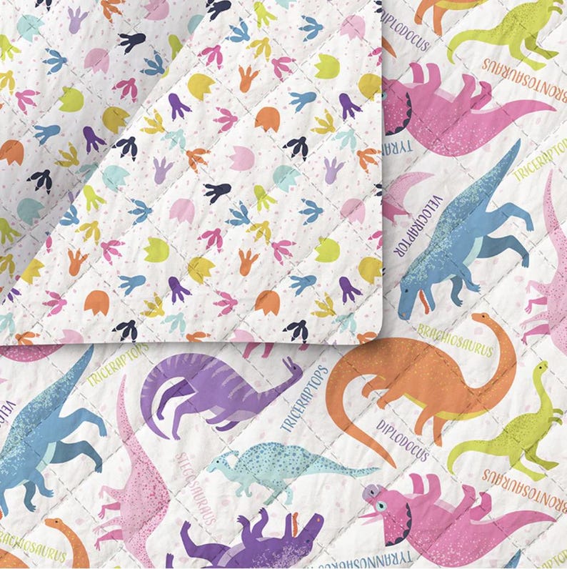 Jurassic Joyrides Pre-quilt - Double Face Quilted Fabric - Paintbrush ...