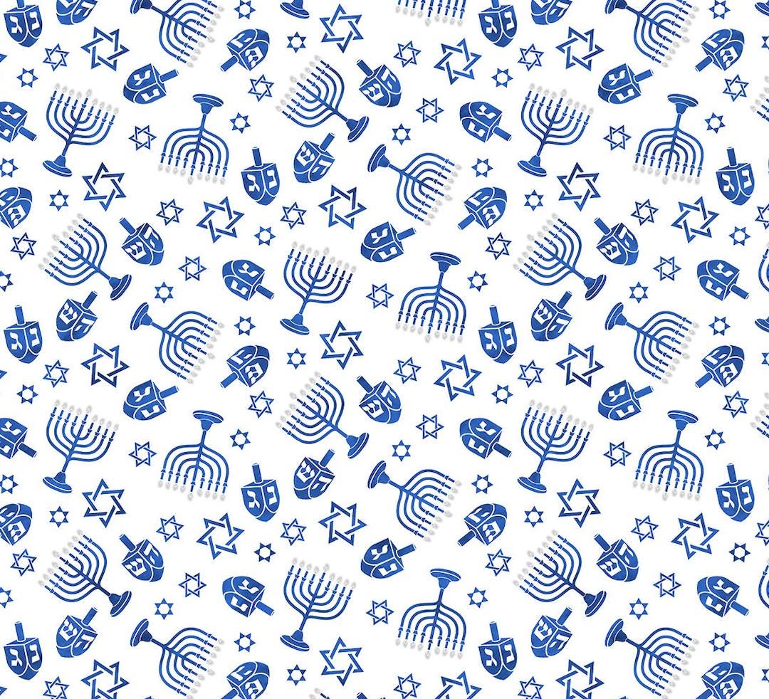 Starlight Menorah White - Pattern #27848-10 - Hanukkah Fabric - by ...