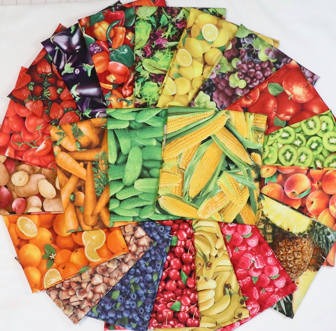 Food Festival - 10, 15 or 21 Piece Fat Quarter Bundle - Cotton Fabrics ...